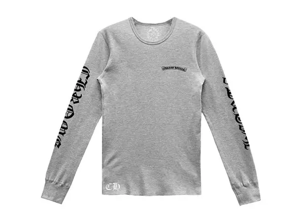 Chrome Hearts Scroll Sleeve Waffle Thermal Tee Shirt - Grey