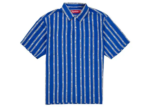 Supreme Old English Stripe Silk Short Sleeve Shirt - Blue