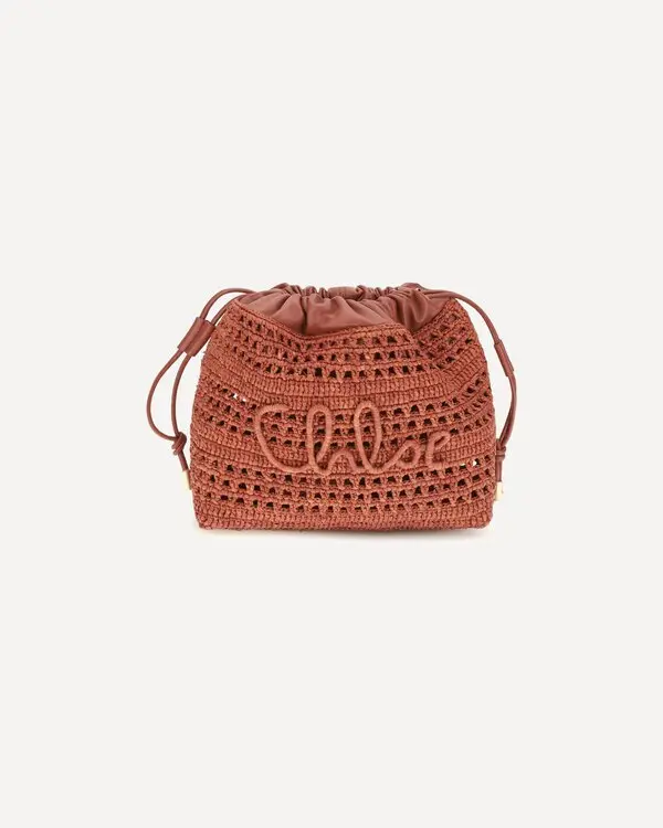 Chloé Raffia Drawstring Shoulder Bag