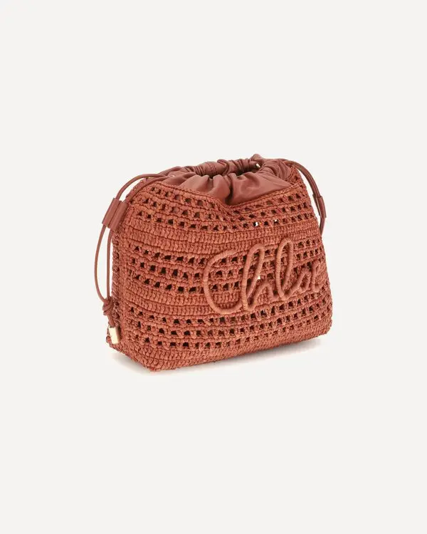 Chloé Raffia Drawstring Shoulder Bag
