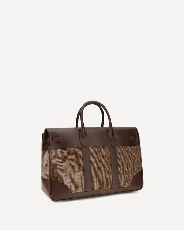 Brunello Cucinelli Travel Bag In Leather And Fabric
