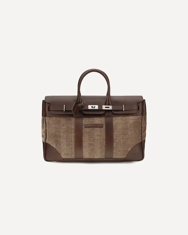 Brunello Cucinelli Travel Bag In Leather And Fabric