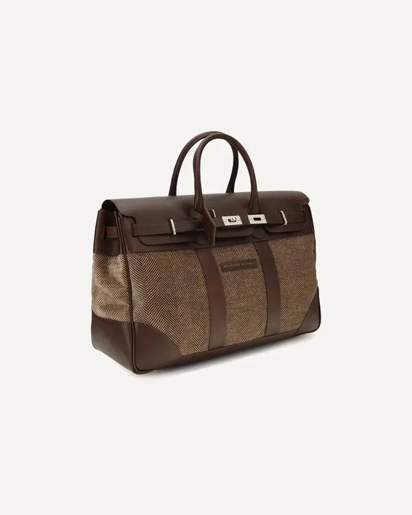 Brunello Cucinelli Travel Bag In Leather And Fabric