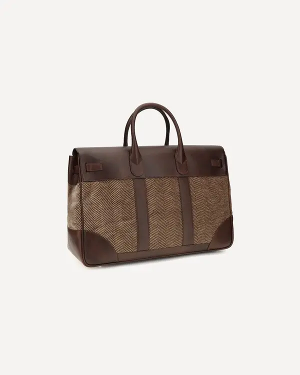 Brunello Cucinelli Travel Bag In Leather And Fabric