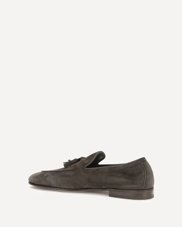 Brunello Cucinelli Soft Tassel Loafers In Suede Leather