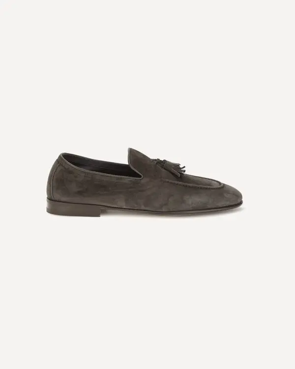 Brunello Cucinelli Soft Tassel Loafers In Suede Leather