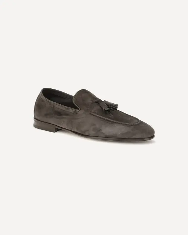 Brunello Cucinelli Soft Tassel Loafers In Suede Leather
