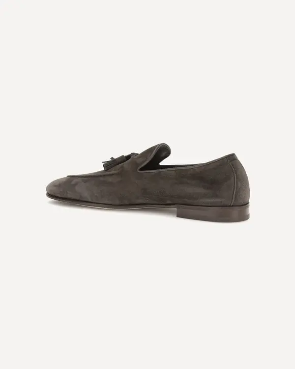 Brunello Cucinelli Soft Tassel Loafers In Suede Leather