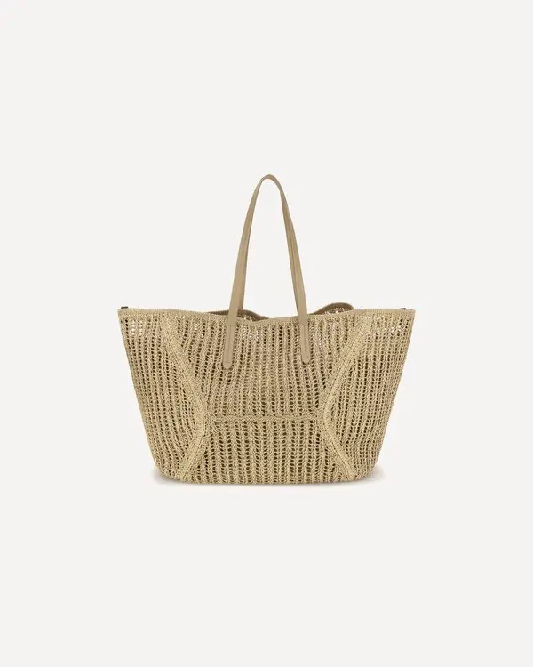 Brunello Cucinelli Raffia Shoulder Bag - Beige