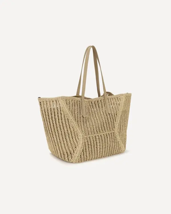 Brunello Cucinelli Raffia Shoulder Bag - Beige