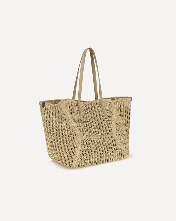 Brunello Cucinelli Raffia Shoulder Bag - Beige