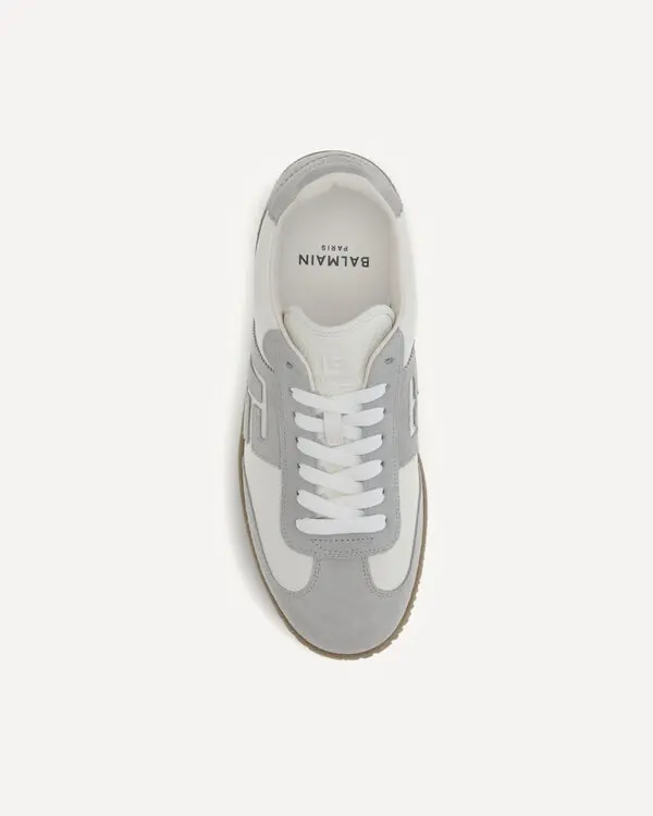 Balmain Swan Sneakers In Suede And Smooth Leather