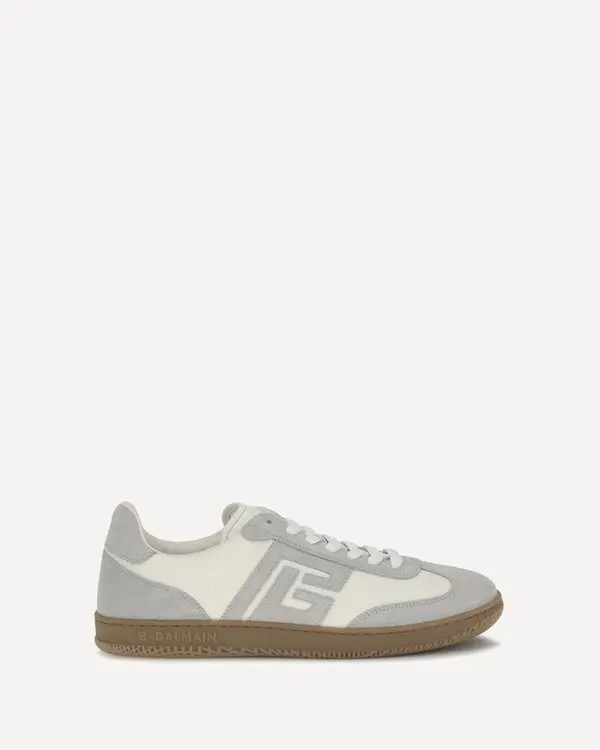 Balmain Swan Sneakers In Suede And Smooth Leather - White