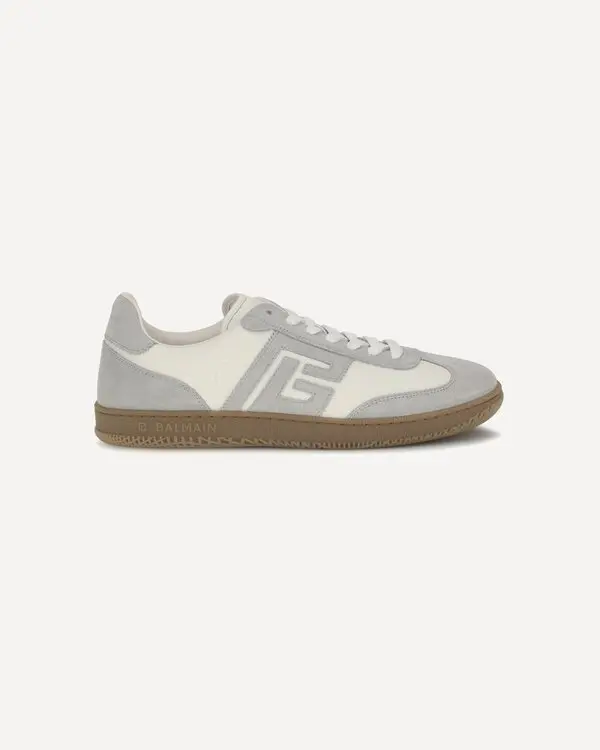 Balmain Swan Sneakers In Suede And Smooth Leather - White
