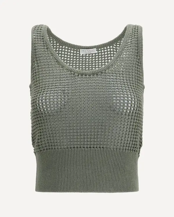Brunello Cucinelli Perforated Sequin Tank Top Feale