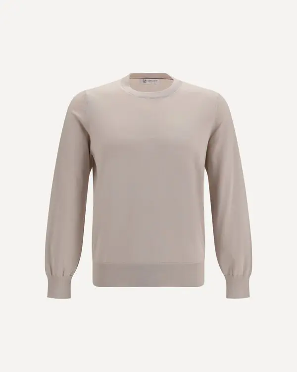 Brunello Cucinelli Sweater In Cotton - Beige