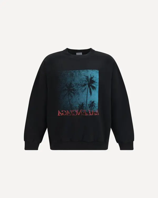 Balenciaga Printed Cotton Sweatshirt - Black