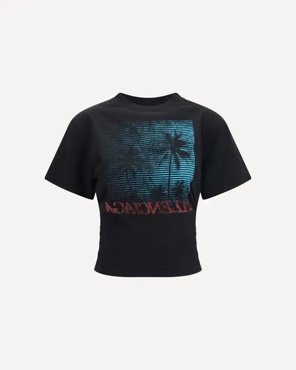 Balenciaga Vintage Holiday Cropped T-shirt - Black