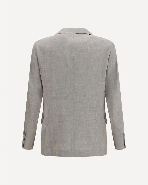 Brunello Cucinelli Deconstructed Linen And Wool Chevron Jacket