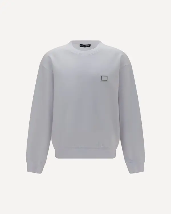 Dolce & Gabbana Cotton Sweatshirt With Logo Plaque - White