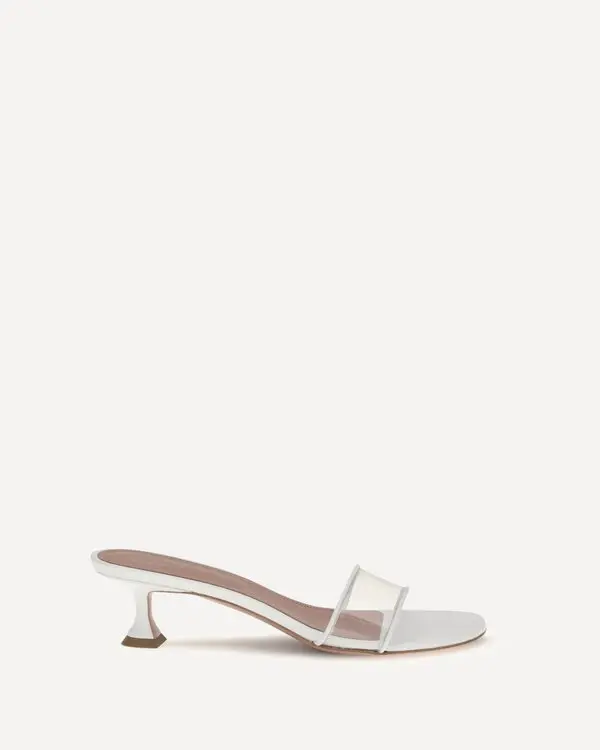 Amina Muaddi Andreea Glass Mule Sandals - White