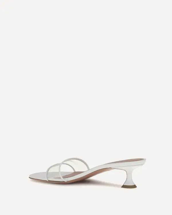 Amina Muaddi Andreea Glass Mule Sandals - White