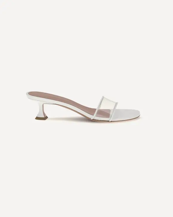 Amina Muaddi Andreea Glass Mule Sandals - White