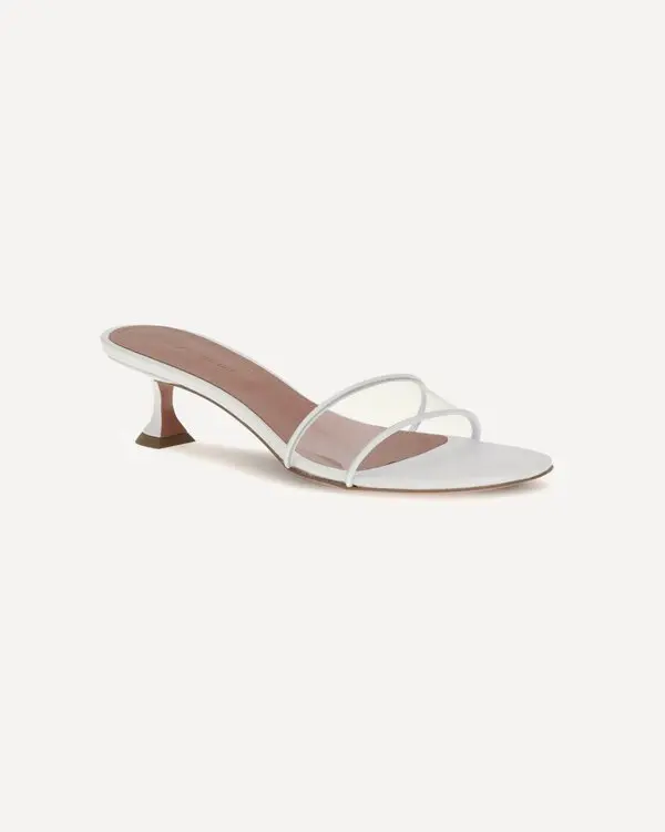 Amina Muaddi Andreea Glass Mule Sandals - White