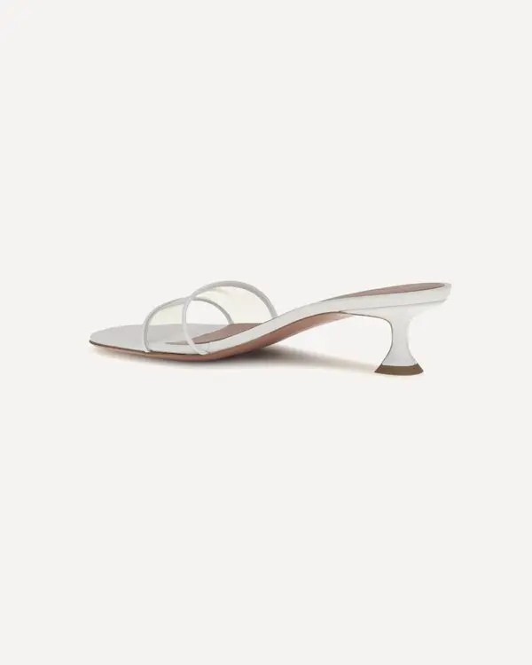 Amina Muaddi Andreea Glass Mule Sandals - White