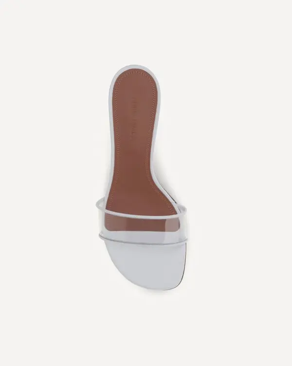 Amina Muaddi Andreea Glass Mule Sandals - White