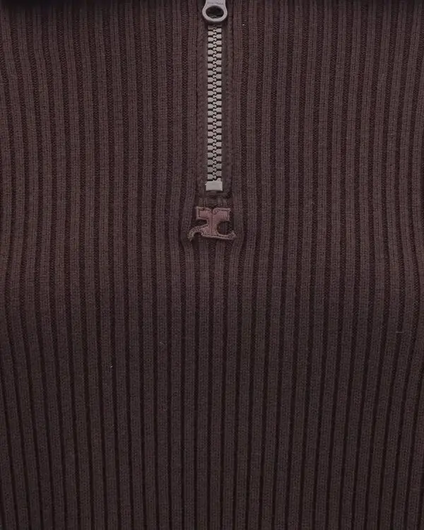 COURREGES Ribbed Zip Sweater Feale