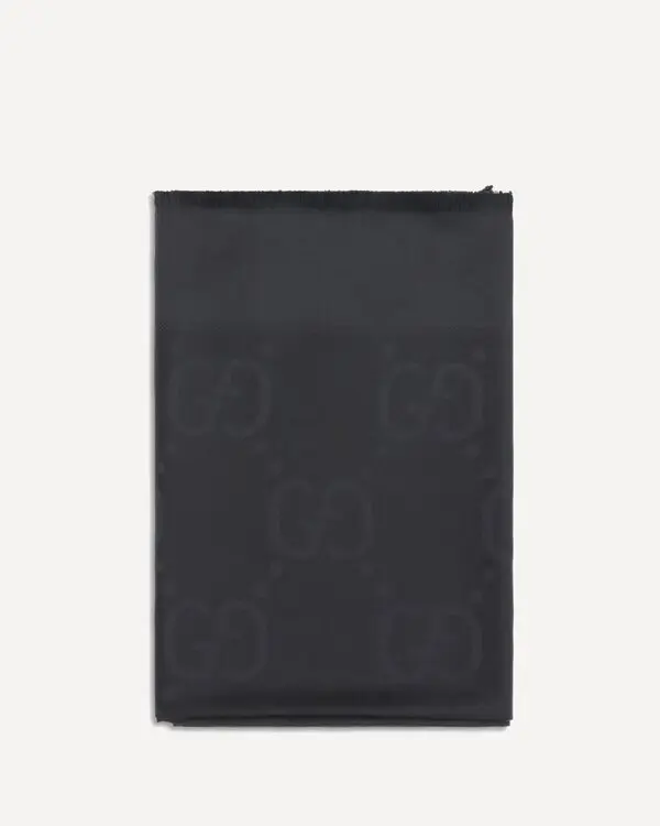Gucci Scarf In Wool And Silk - Black