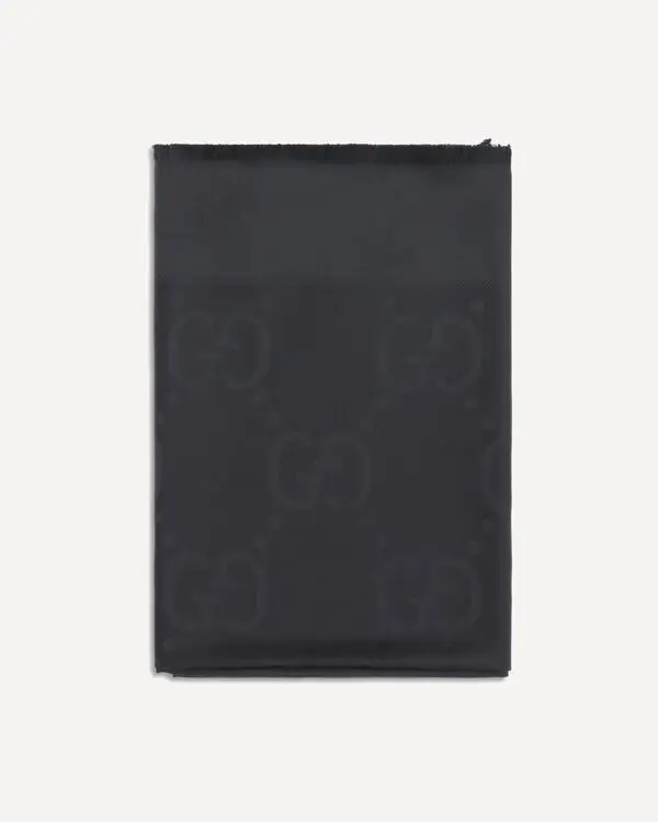 Gucci Scarf In Wool And Silk - Black