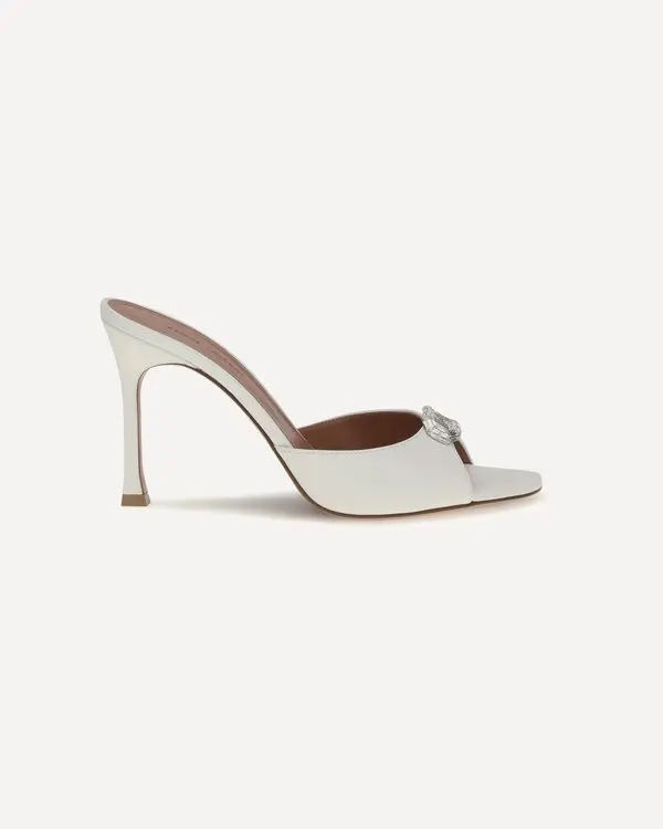 Amina Muaddi Camelia Leather Mule Sandals