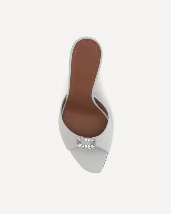 Amina Muaddi Camelia Leather Mule Sandals - White