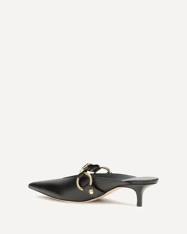 Balenciaga City Mules With Gold Tone Studs - Black