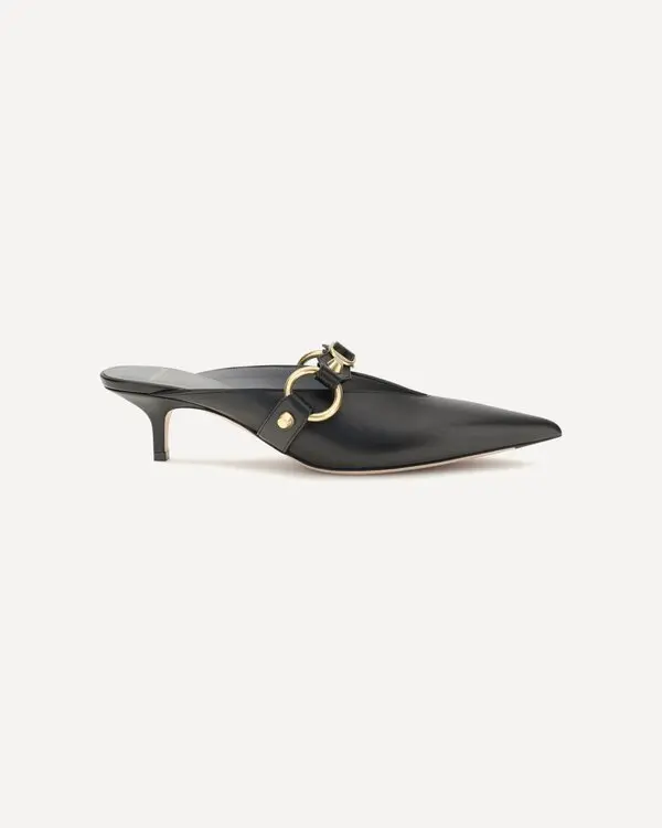 Balenciaga City Mules With Gold Tone Studs - Black