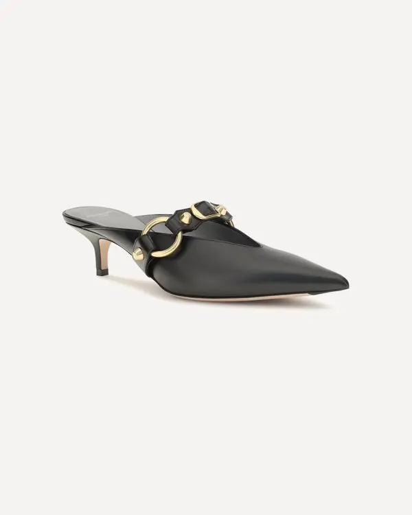 Balenciaga City Mules With Gold Tone Studs - Black