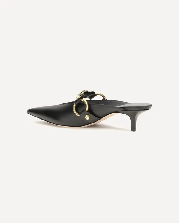 Balenciaga City Mules With Gold Tone Studs - Black