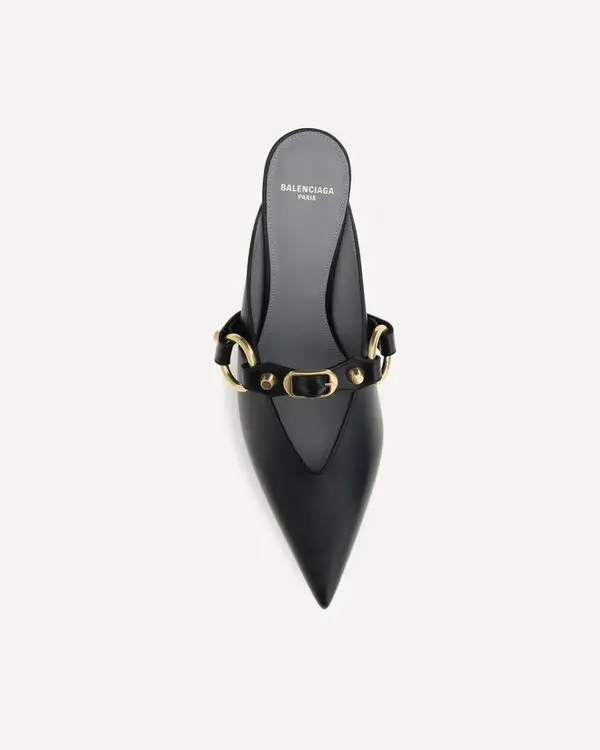 Balenciaga City Mules With Gold Tone Studs - Black