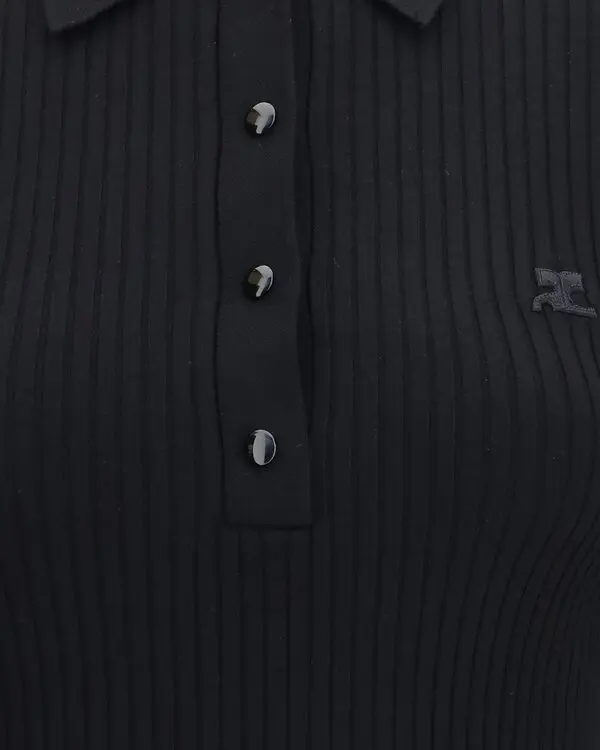 COURREGES Ribbed Knit Polo Shirt Feale