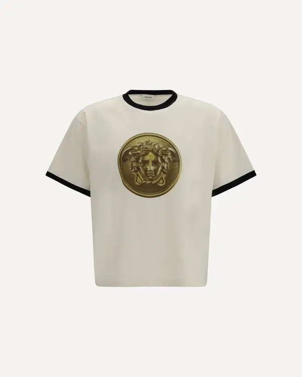 Versace Cotton Jersey T-shirt With Poplin Balloo - Cream