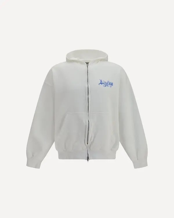 Balenciaga Sketchy Print Full Zip Hoodie - White