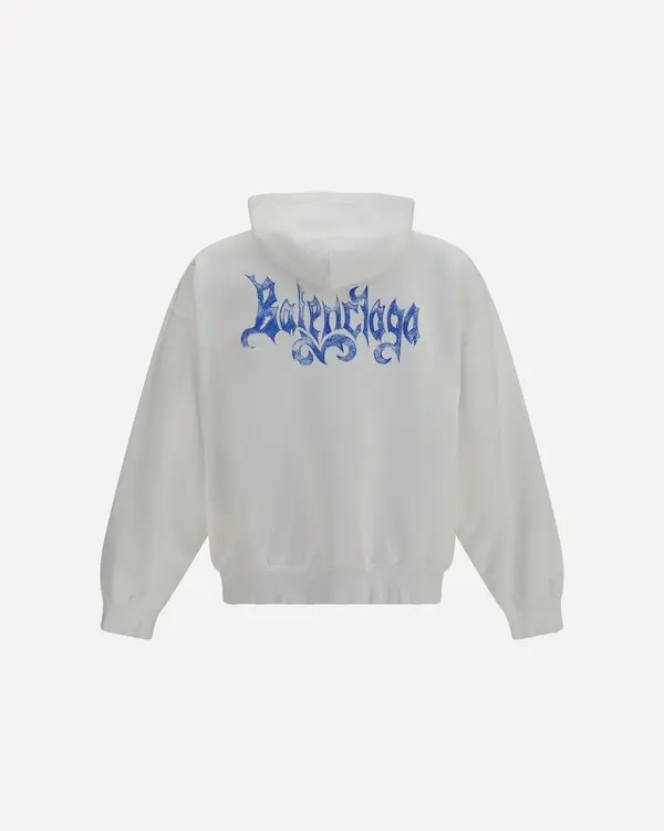 Balenciaga Sketchy Print Full Zip Hoodie - White