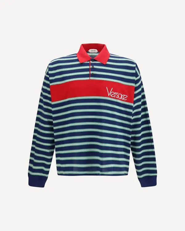 Versace Striped Cotton Polo Ale - Multicolour