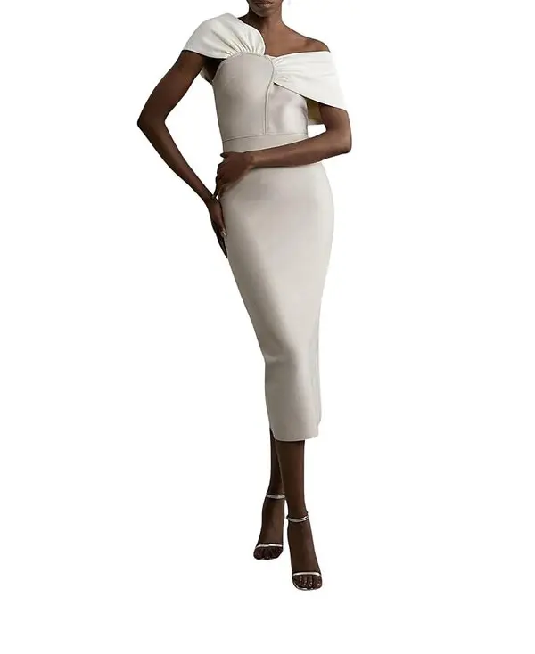 Karen Millen Figure Form Asymmetric Midi Dress - Neutral