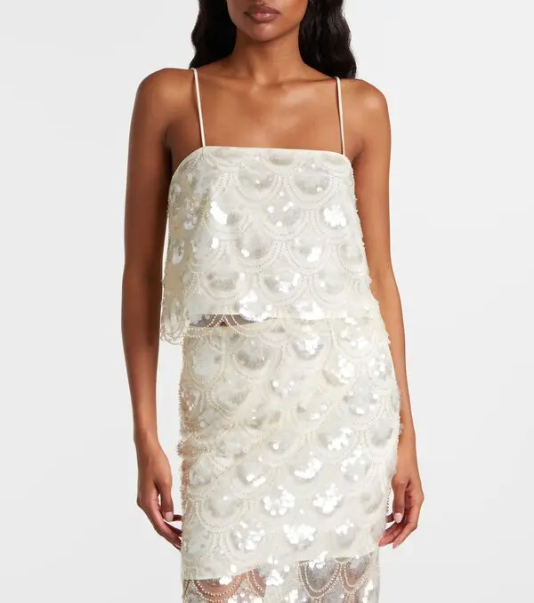 ROTATE BY BIRGER CHRISTENSEN Embellished Crop Top