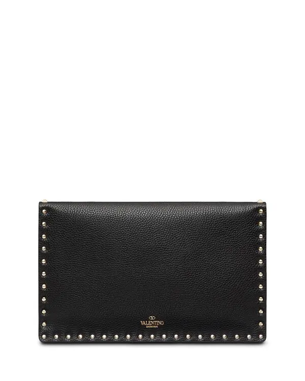 Valentino Garavani Large Studded Leather Flat Pouch - Black