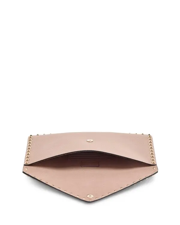 Valentino Garavani Large Studded Leather Flat Pouch - Poudre