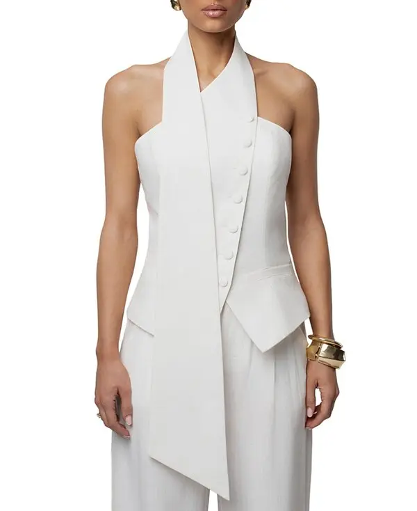JLUXLABEL Asymmetric Scarf Top - Ivory